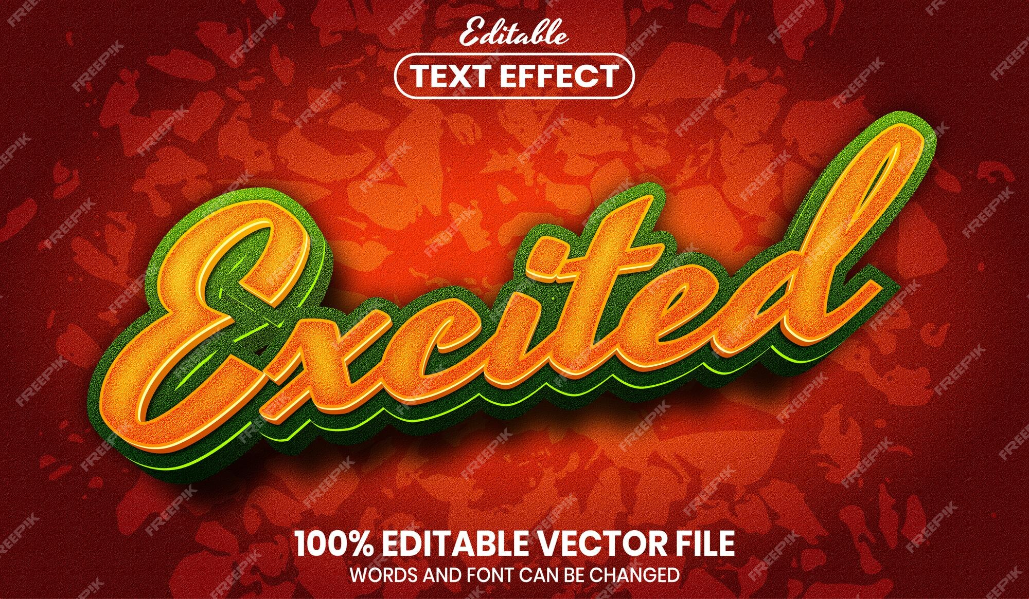 Premium Vector | Excited text, font style editable text effect Premium Vector | Excited text, font style editable text effect