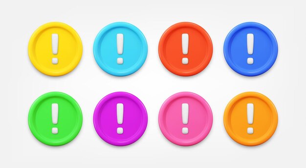 Premium Vector | Exclamation button 3d icon set realistic error sign ... Premium Vector | Exclamation button 3d icon set realistic error sign ...
