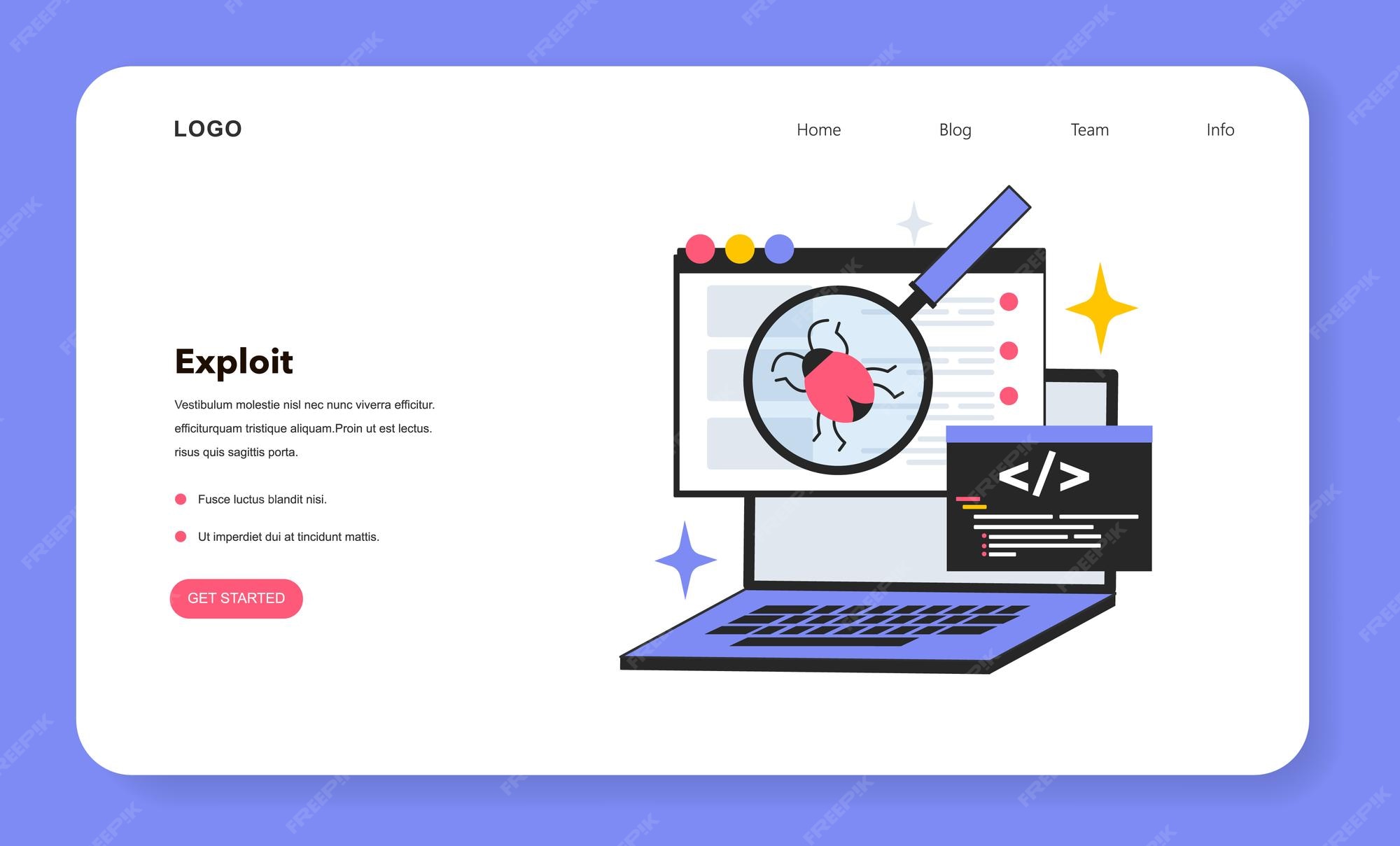 Premium Vector | Exploit software tool web banner or landing page Software bug or vulnerability ...