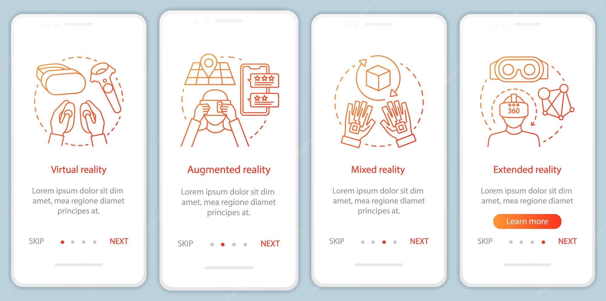 Premium Vector Extended Reality Onboarding Mobile App Page Screen With Linear Concept Virtual