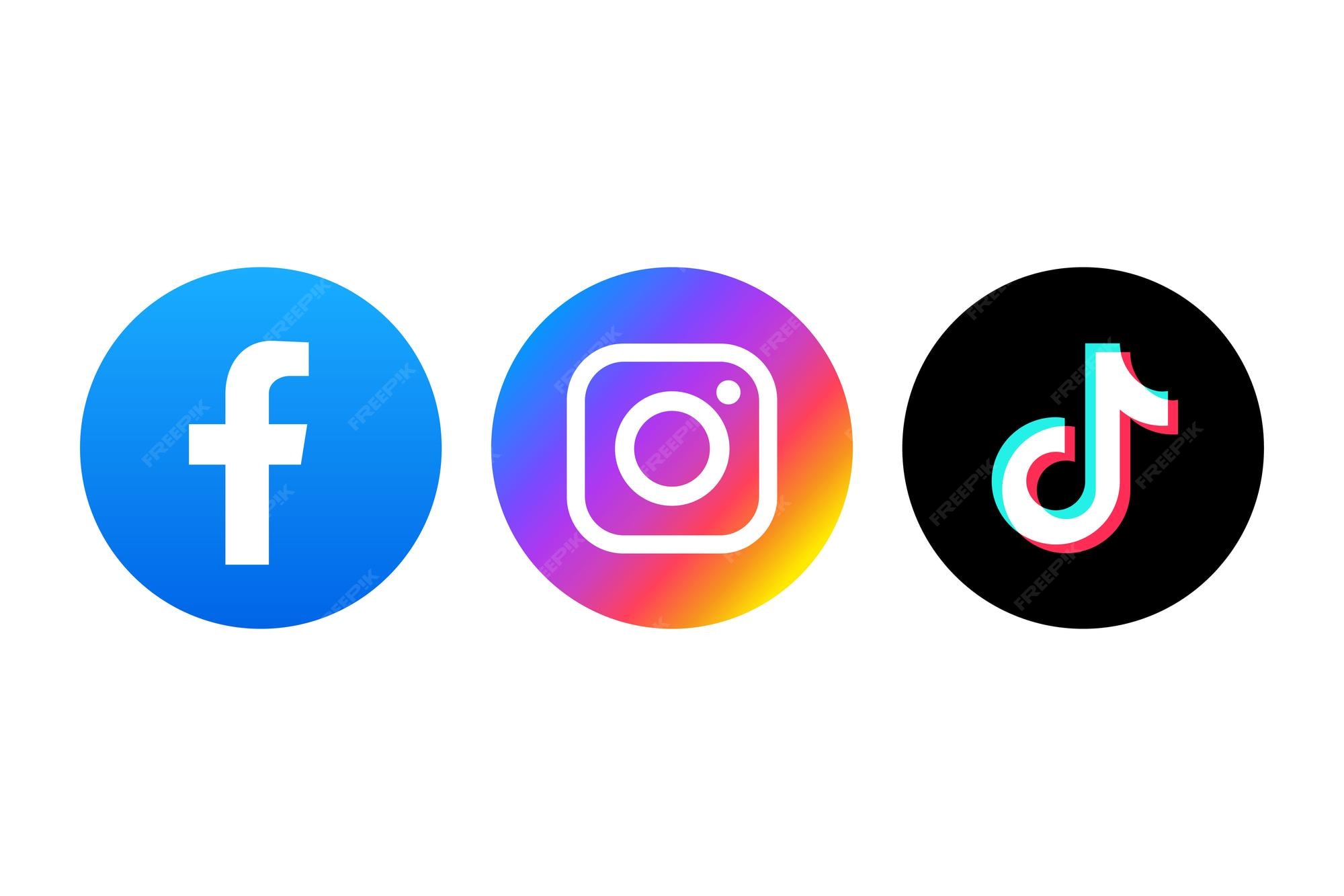 Premium Vector | Facebook, instagram and tiktok icon Premium Vector | Facebook, instagram and tiktok icon