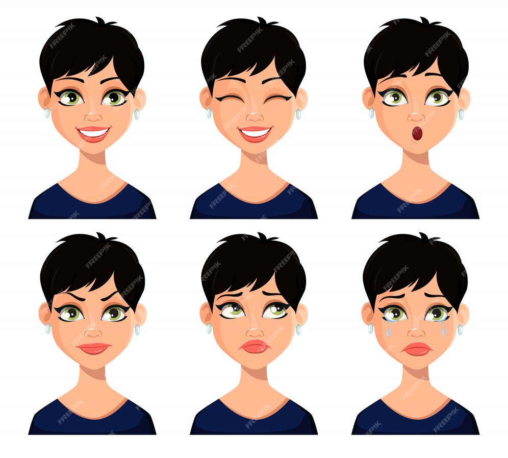 Premium Vector Facial Expressions Of Beautiful Woman