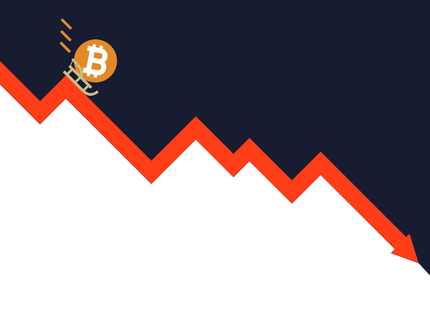 Premium Vector | The falling of bitcoin vector illustration decrease graph