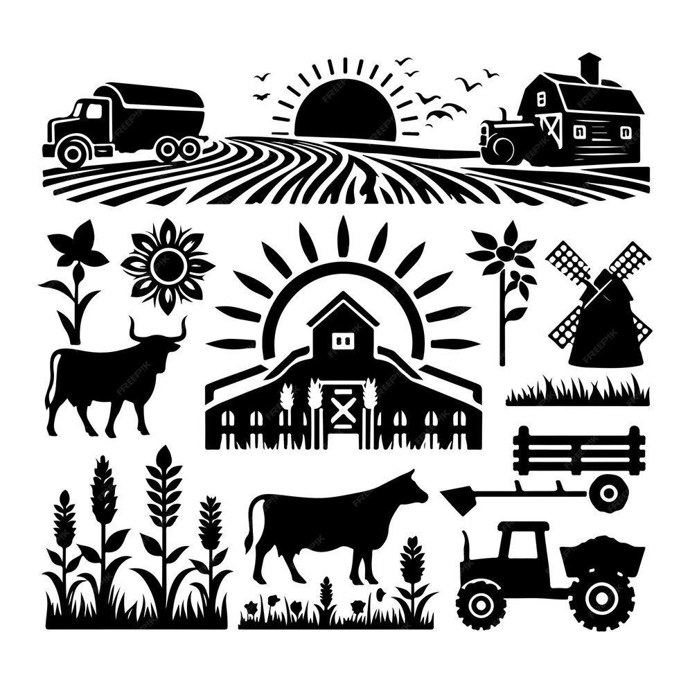 Premium Vector Farming Logo Silhouette Vector Illustration