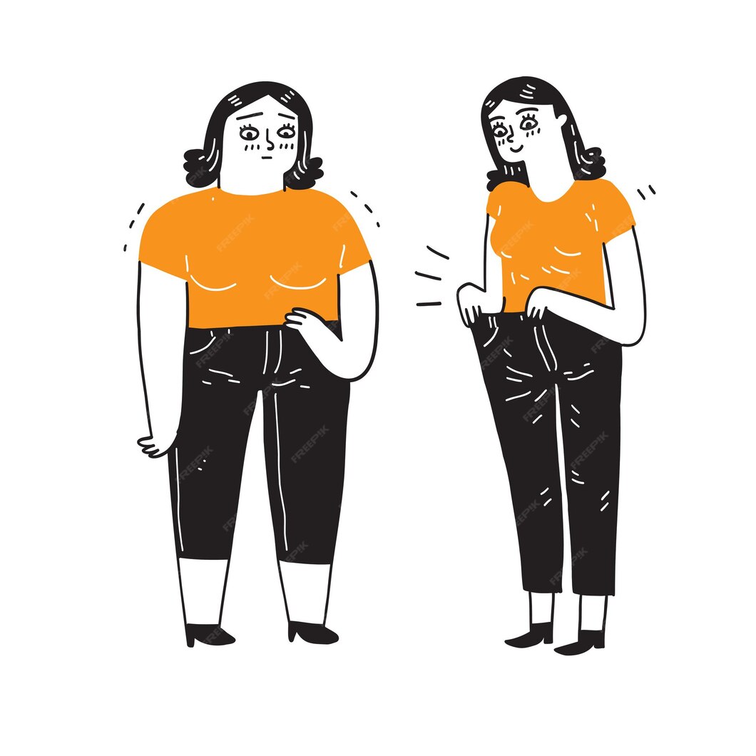 Premium Vector Fat And Slim Woman Before And After Weight Loss Flat