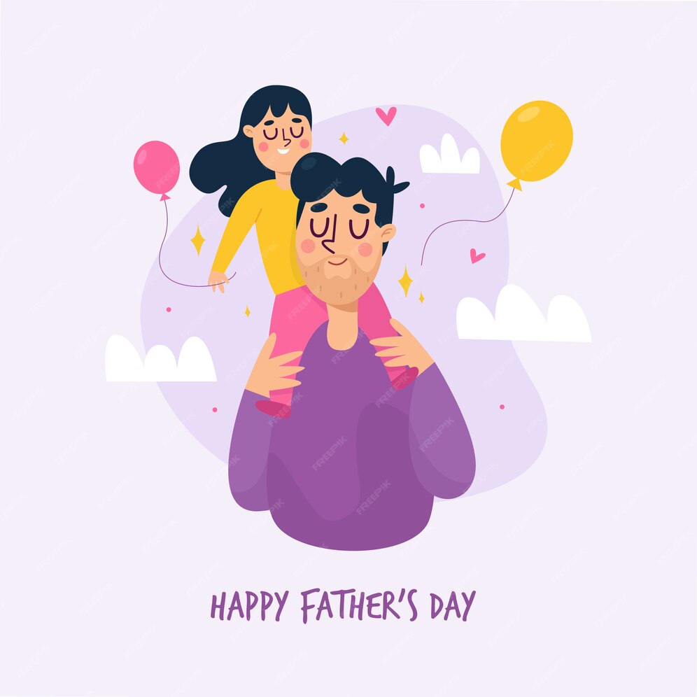 Premium Vector Fathers Day A Father With His Daughter