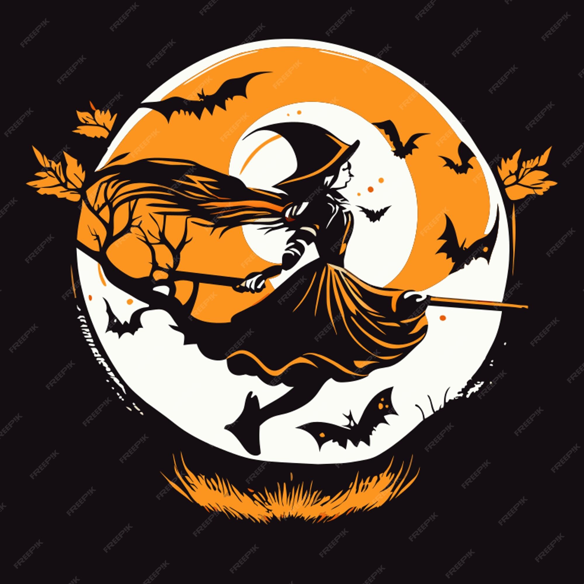 Premium Vector Featuring A Sassy Witch Flying On A Broomstick Vector Illustration