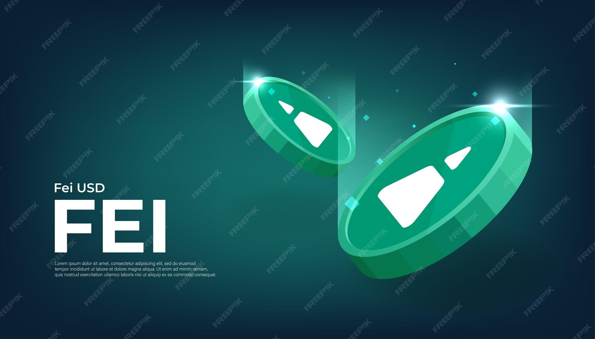 Premium Vector | Fei usd fei coin crypto currency themed banner Premium Vector | Fei usd fei coin crypto currency themed banner