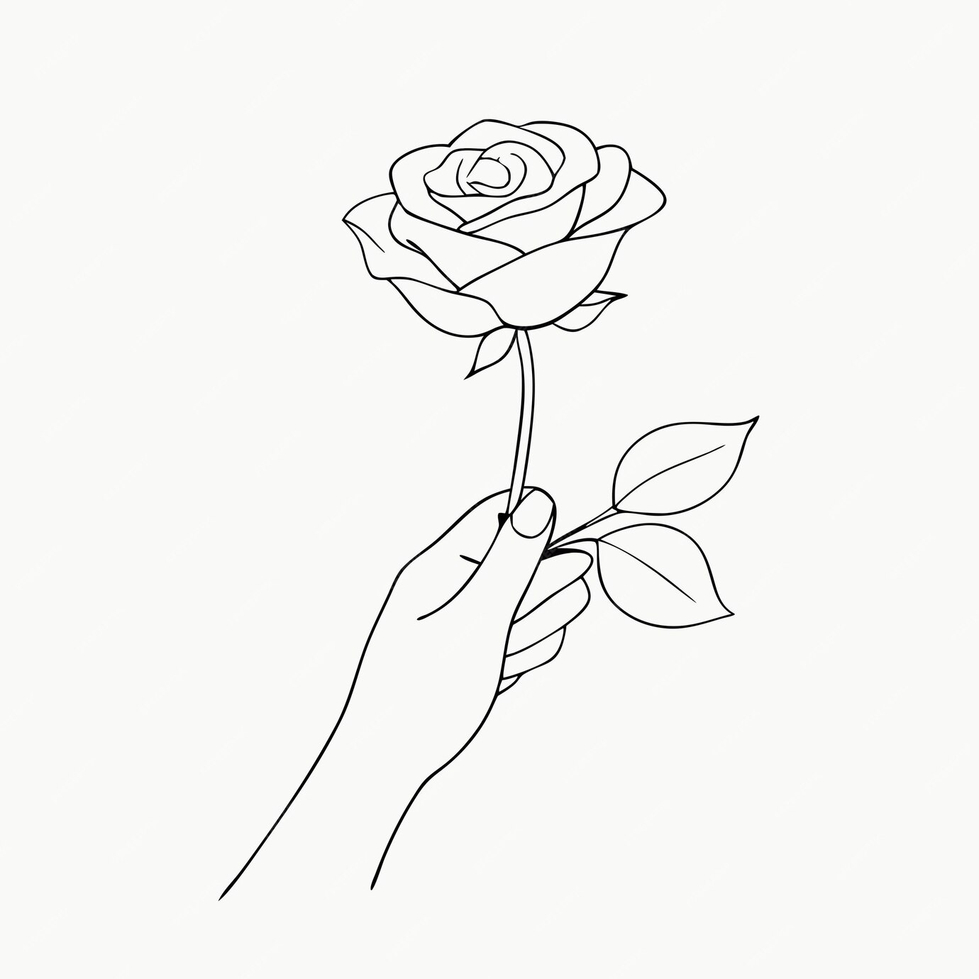 Premium Vector | A female hand holding a rose folwer vector line art ... Premium Vector | A female hand holding a rose folwer vector line art ...