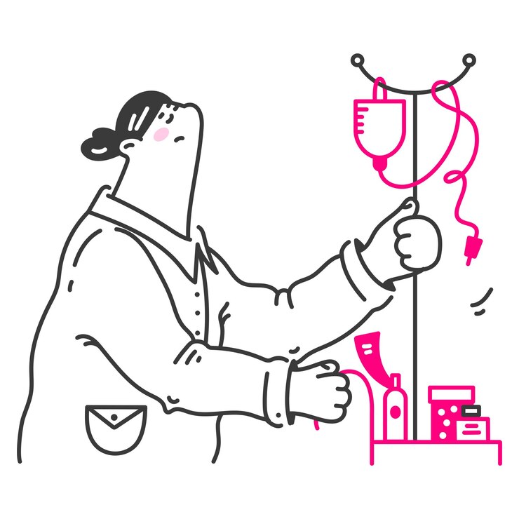 Premium Vector | Female nurse prepares iv drip Premium Vector | Female nurse prepares iv drip