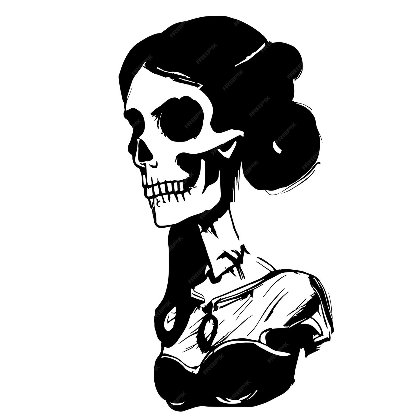 Premium Vector Female Unique Skull Tattoos Hand Drawn Vector Black