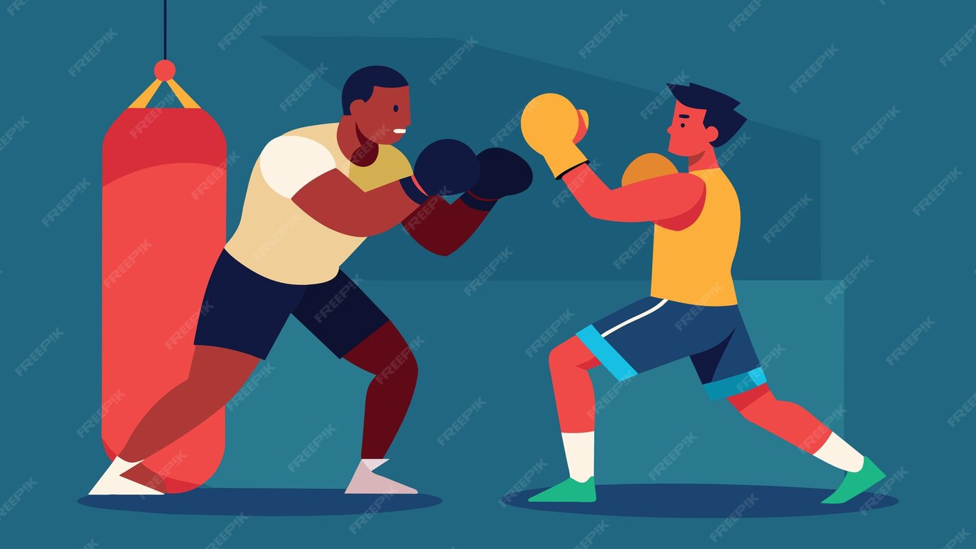 A fighter and their trainer focus intensely on perfecting punch combos ... A fighter and their trainer focus intensely on perfecting punch combos ...