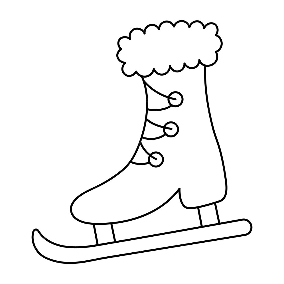 Premium Vector Figure Skates Sketch Lace Up Boot With Fur Ice Skating Shoes In Doodle Style