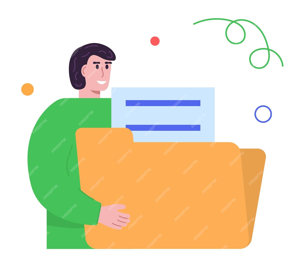 Premium Vector File Management Administration Concept Man With Folder And Document Office