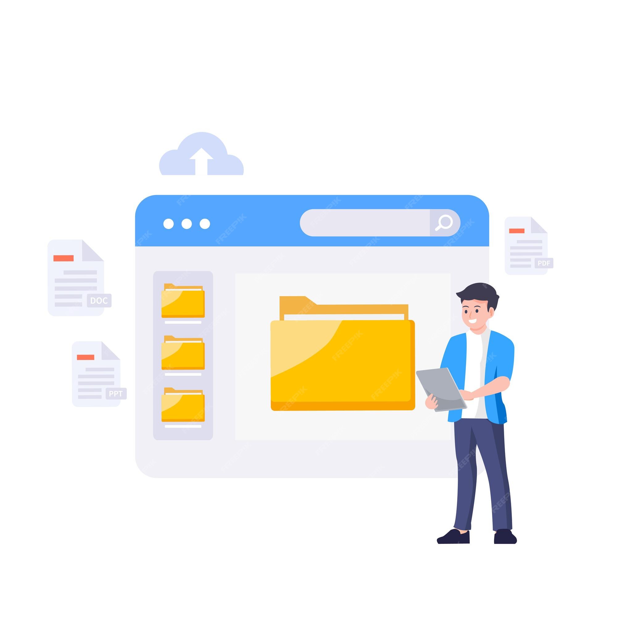 Premium Vector File Management Concept Data Storage Folders Documents