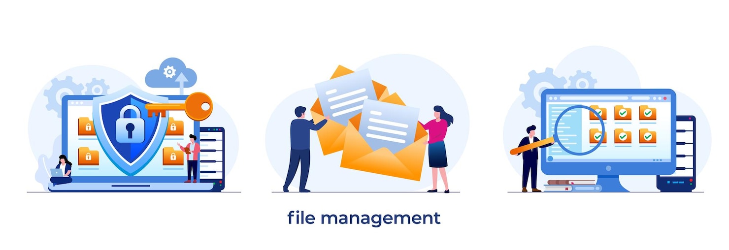 Premium Vector File Management Concept Storage Cloud System Memory