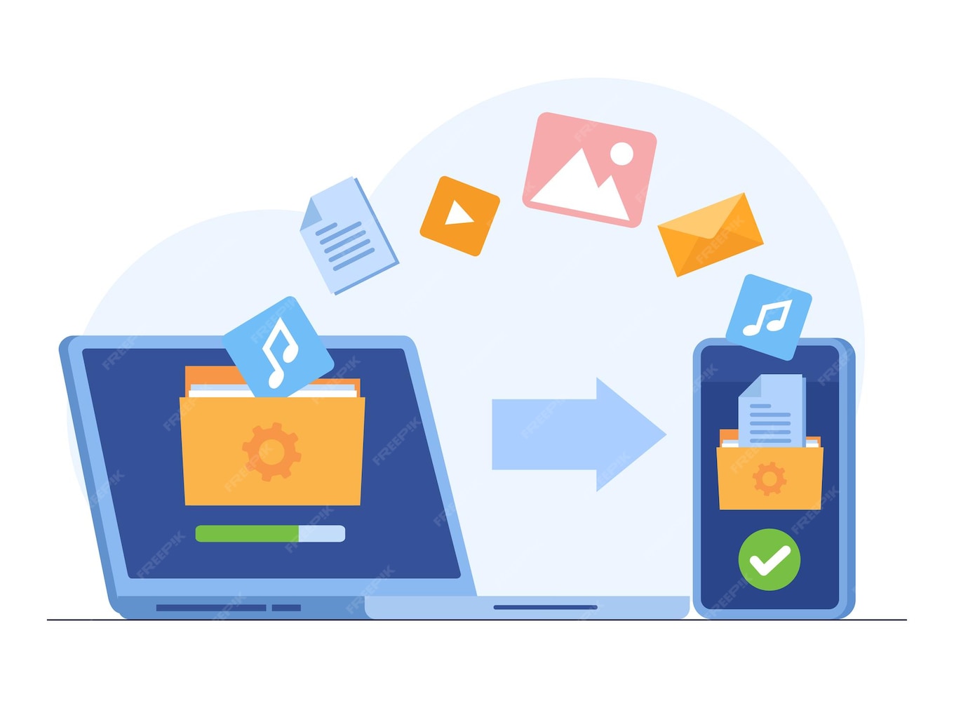 Premium Vector | File transfer files transferred encrypted form program ...