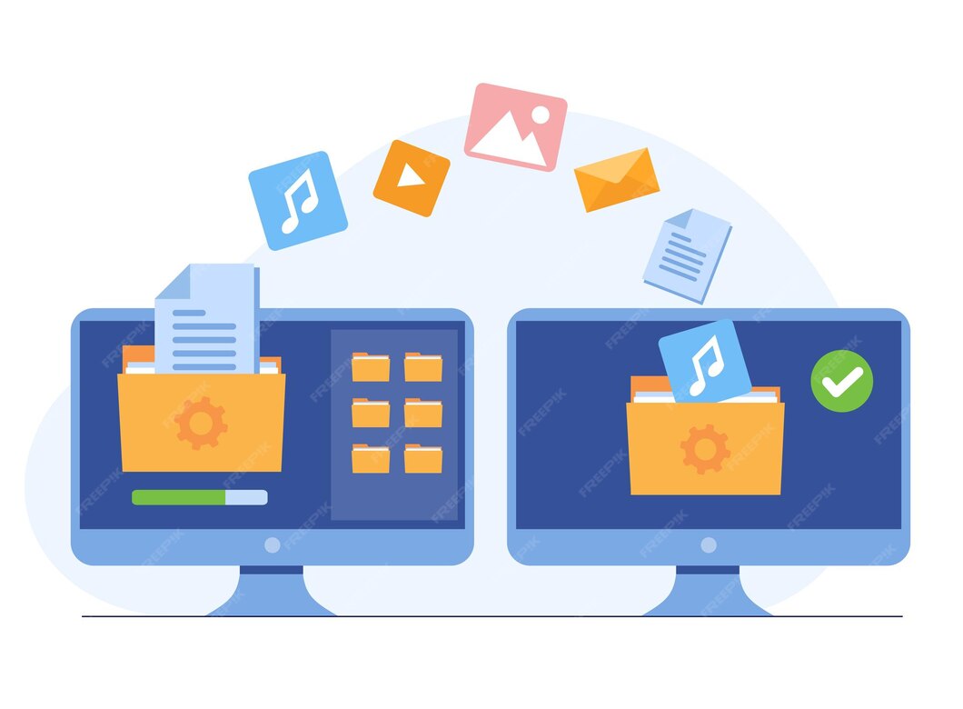 Premium Vector | File transfer files transferred encrypted form program for remote connection ...