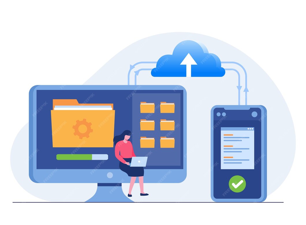 Premium Vector | File transfer Files transferred encrypted form Program for remote connection ...