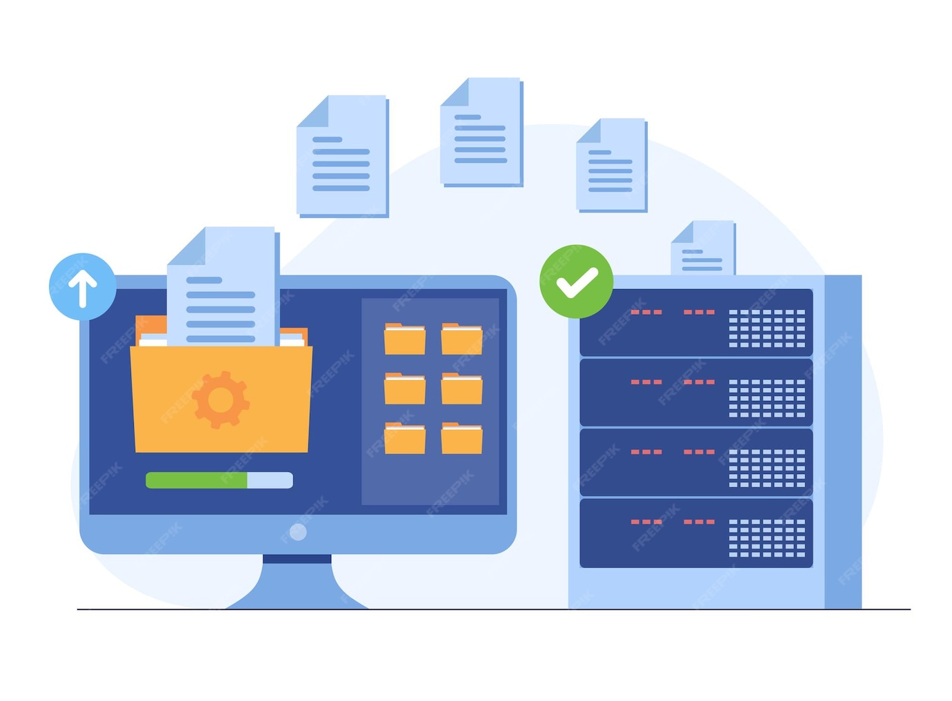 Premium Vector | File transfer files transferred encrypted form program for remote connection ...