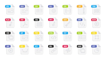 Premium Vector | File type icon set popular files format and document ...