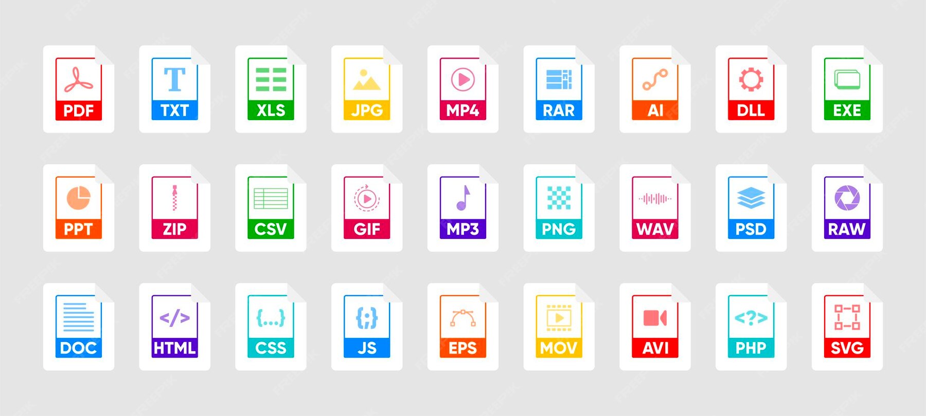 Premium Vector File Type Icon Set Popular Files Format And Document