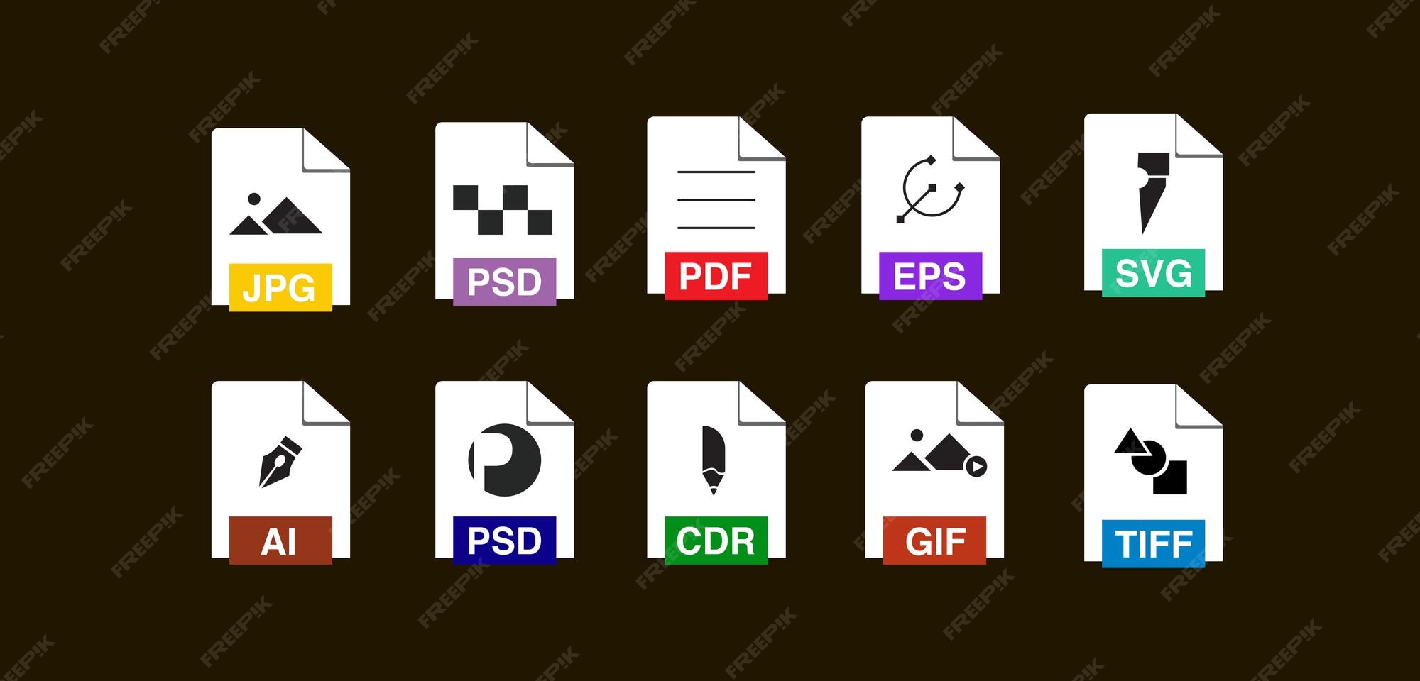 Premium Vector | File type icons File formats in flat design File and ...