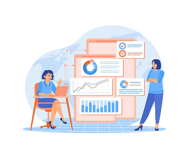 Premium Vector | The financial expert analyzes data using a laptop ... Premium Vector | The financial expert analyzes data using a laptop ...