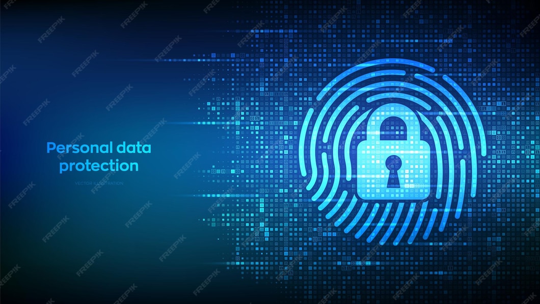 Premium Vector Fingerprint With Padlock Icon Made With Binary Code
