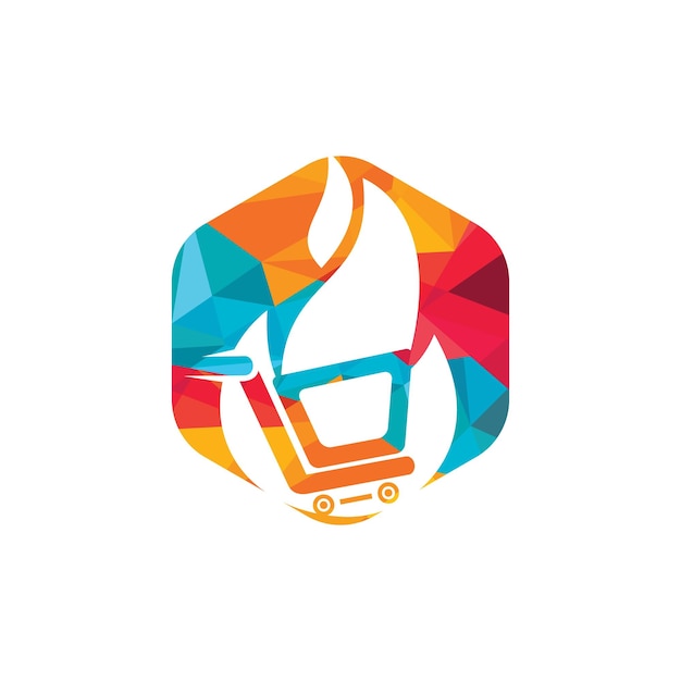 Premium Vector | Fire cart shop vector logo design template Premium Vector | Fire cart shop vector logo design template