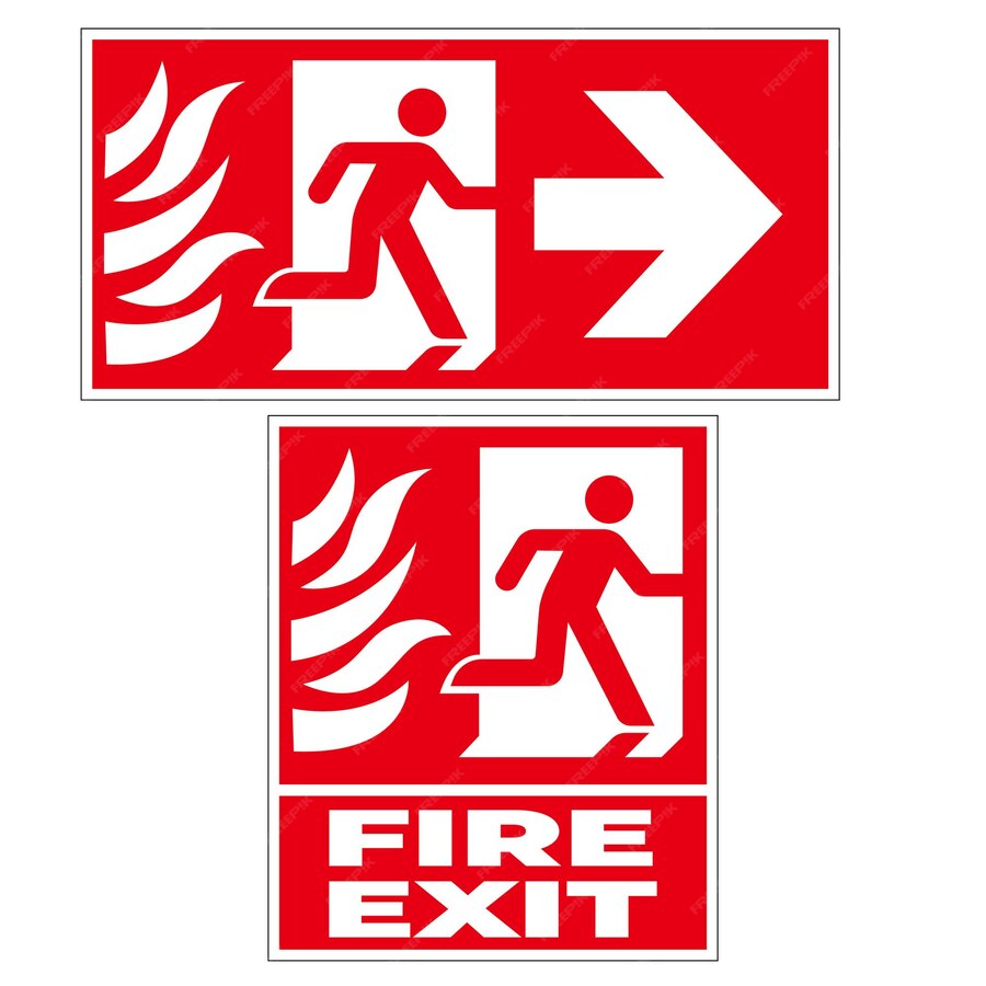 Premium Vector | Fire emergency exit sign vector Premium Vector | Fire emergency exit sign vector
