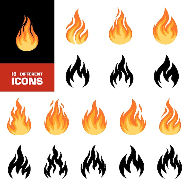 Premium Vector | Fire icons fire icons set burn sign collection Premium Vector | Fire icons fire icons set burn sign collection