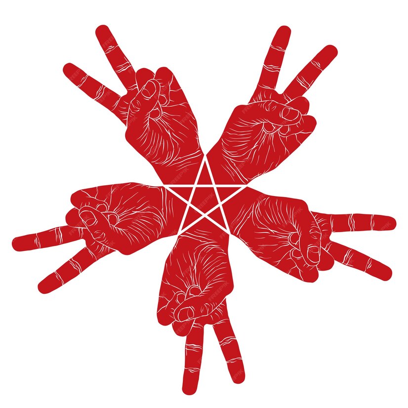 Premium Vector | Five victory hands abstract symbol with pentagonal ... Premium Vector | Five victory hands abstract symbol with pentagonal ...
