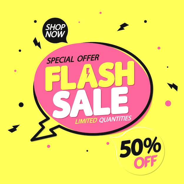 Premium Vector | Flash Sale 50 off poster design template Premium Vector | Flash Sale 50 off poster design template