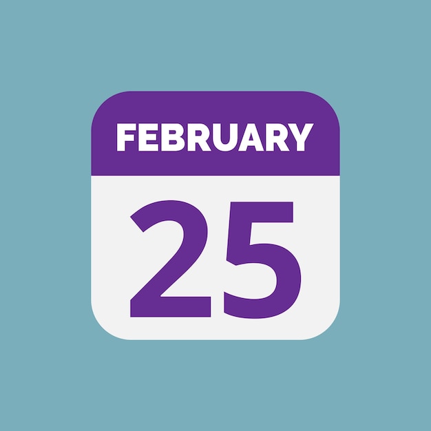 Premium Vector | Flat 25 february calendar icon stock vector Premium Vector | Flat 25 february calendar icon stock vector