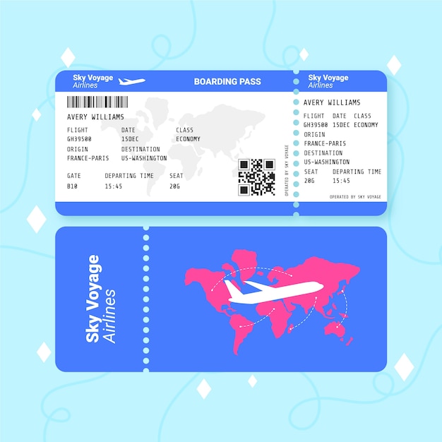 Premium Vector | Flat boarding pass illustration Premium Vector | Flat boarding pass illustration