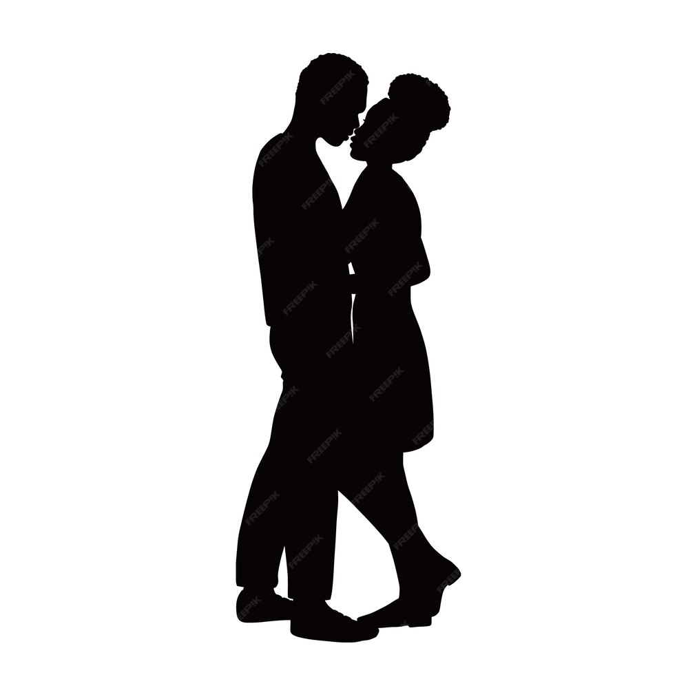 Premium Vector Flat Design Couple Kissing Silhouette