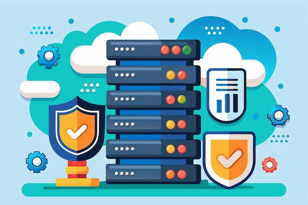 A Flat Illustration Of A Secure Server With Customization Options Cloud Computing And Security
