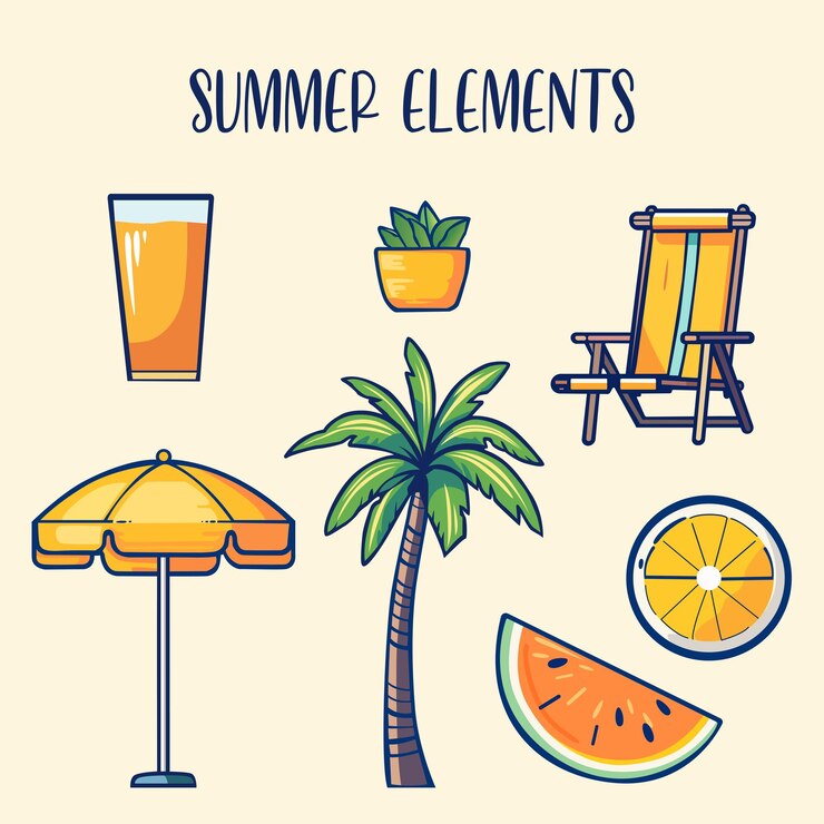 Premium Vector Flat Illustration Of Summer Elements Retro Style