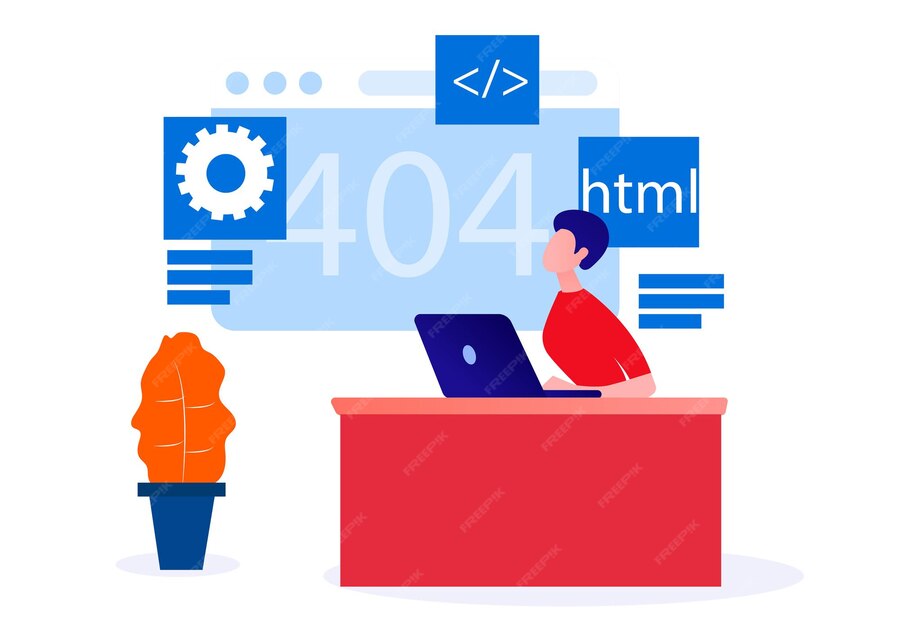 Premium Vector | Flat illustration of web programmer or developer creating code programming language