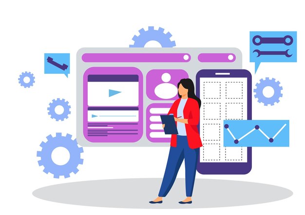 Premium Vector | Flat illustration of web programmer or developer working on website application ...