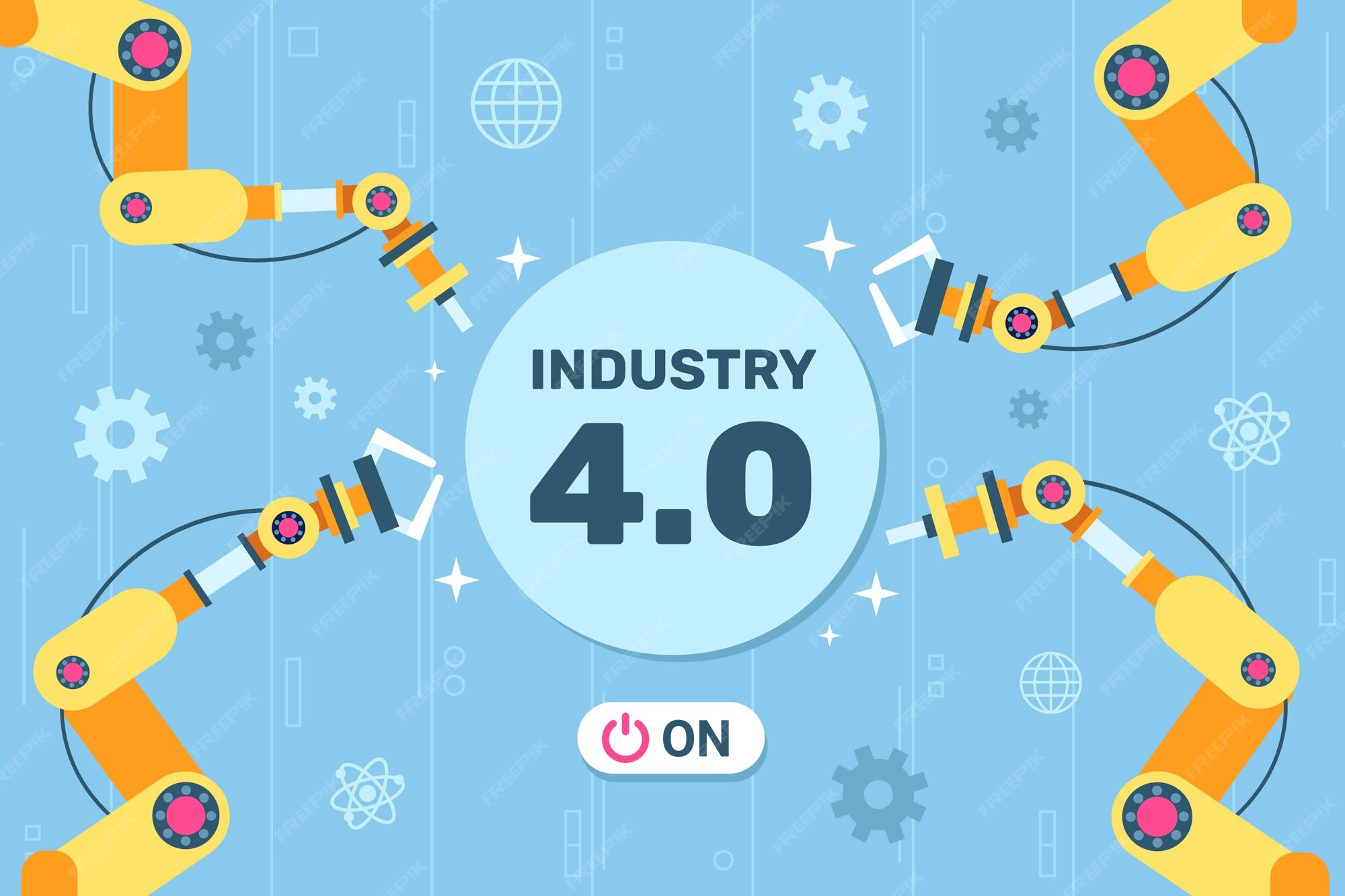 Premium Vector | Flat industry 4.0 background Premium Vector | Flat industry 4.0 background
