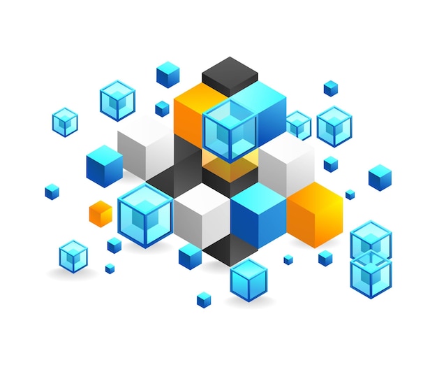 Premium Vector | Flat isometric 3d illustration blockchain technology ... Premium Vector | Flat isometric 3d illustration blockchain technology ...