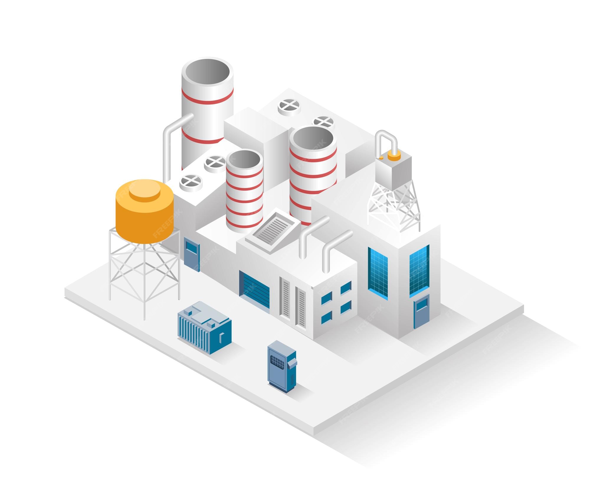 Premium Vector | Flat isometric concept illustration factory building view Premium Vector | Flat isometric concept illustration factory building view