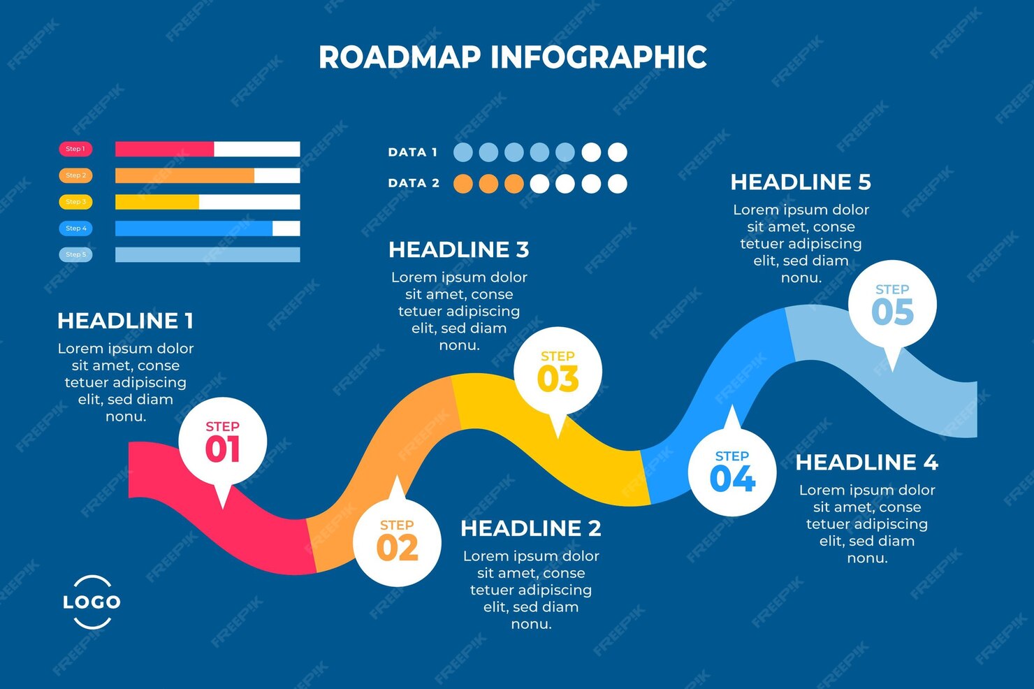 Premium Vector | Flat roadmap infographic template Premium Vector | Flat roadmap infographic template