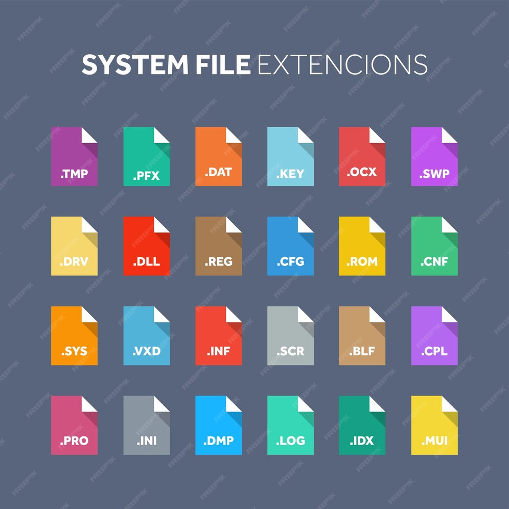Premium Vector Flat Style Icon Set Source Code Programming File Type Extension Document Format 