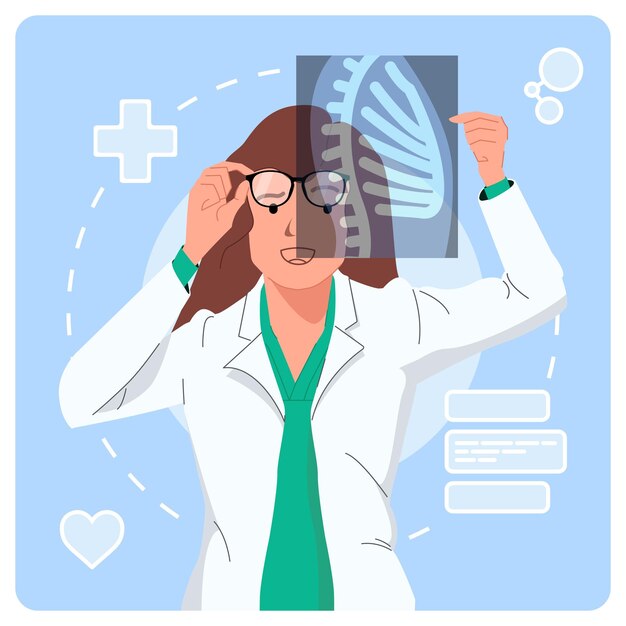 Premium Vector | Flat vector doctor reviewing an xray film Premium Vector | Flat vector doctor reviewing an xray film