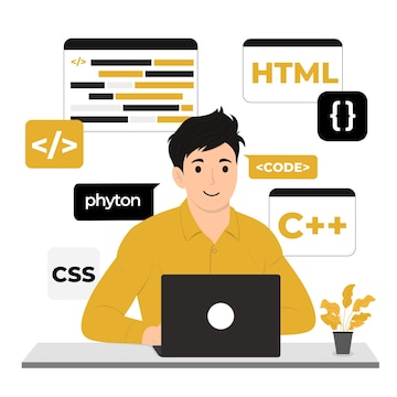 Premium Vector | Flat vector programmer developer engineer coding with ...