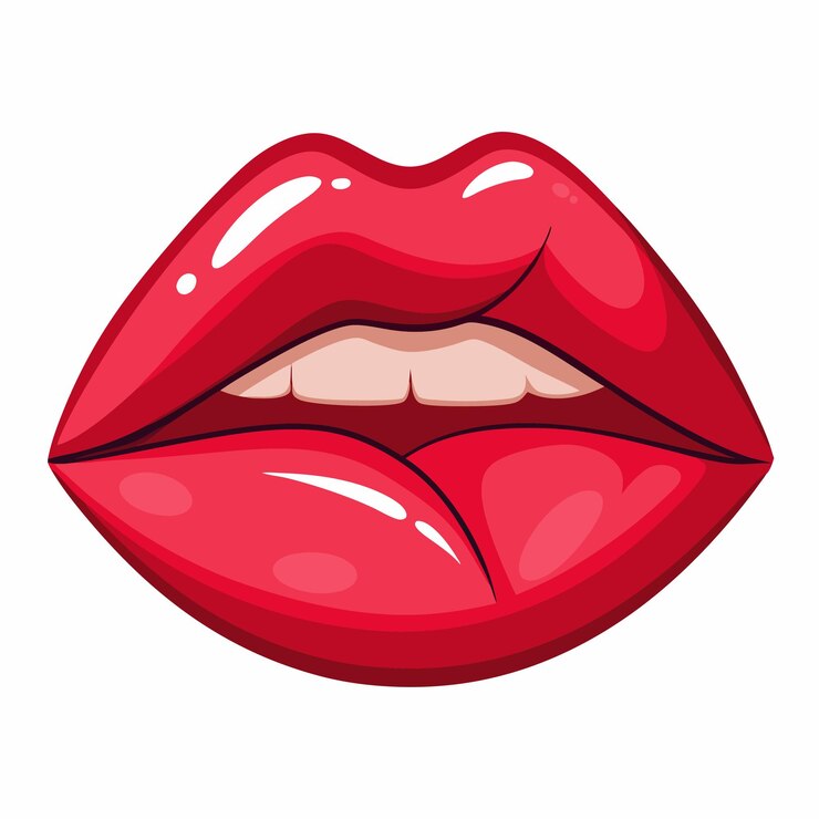 Premium Vector Flat Vector Red Female Lips Icon Closeup Sexy Red Lips
