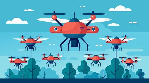 Premium Vector | A fleet of autonomous pest control drones equipped ... Premium Vector | A fleet of autonomous pest control drones equipped ...